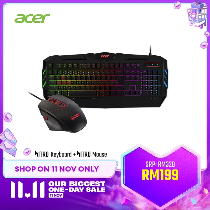 Acer Nitro Wired Keyboard + Nitro Gaming Wired Mouse - NP.KBD1A.01S ...