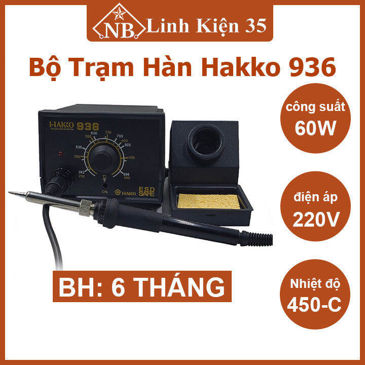 Máy hàn thiếc, trạm hàn Hakko 936 220V 60W, mỏ hàn chì điều chỉnh nhiệt độ từ 200 đến 480 độ ...
