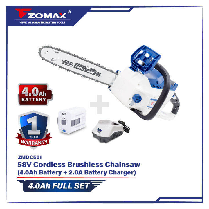 ZOMAX ZMDC501 58V Cordless Brushless Chainsaw (4.0Ah Full Set) | Lazada