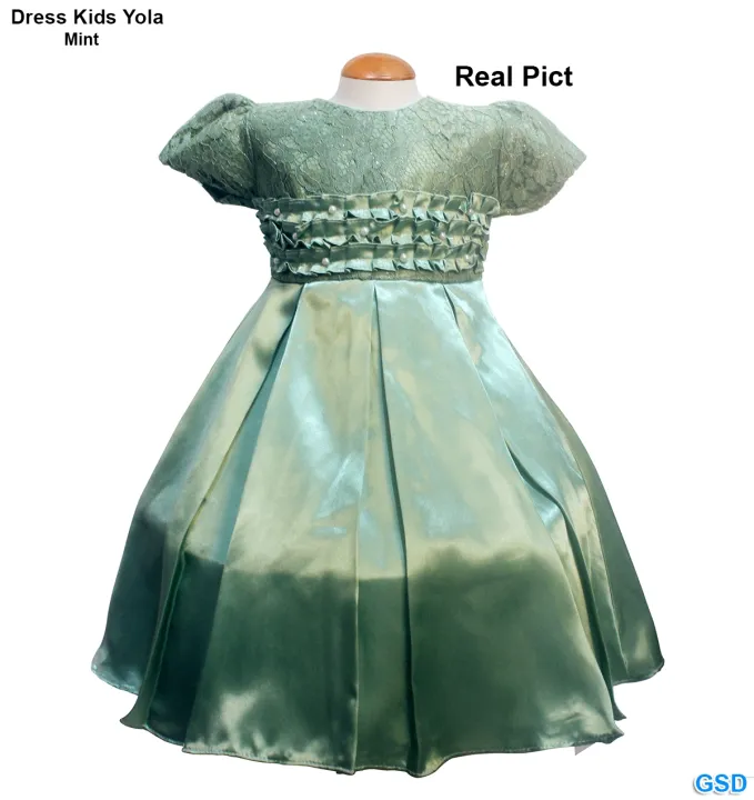KP Dress Pesta Anak Perempuan Usia 4th 5th 6th Satin Kombi Brukat ...