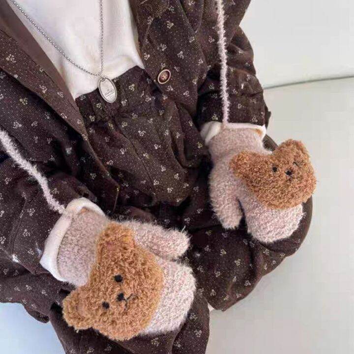 STMEN หวานหวานแหววว น่ารักน่ารักๆ กันลม หลายสี หมีสำหรับเด็ก นิ้วเต็มนิ้ว สไตล์เกาหลีแบบ ถุงมือ ...