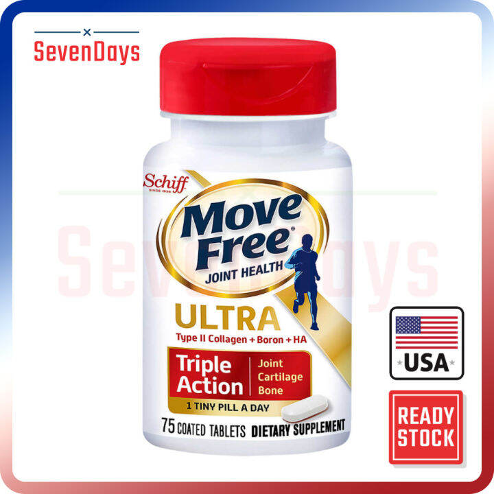 Schiff Move Free 75 Tablets Ultra Triple Action Joint Supplement Collagen Bones Vitamin D ...