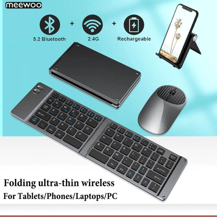 Meewoo Portable Folding Wireless Keyboard and Mouse Set Bluetooth ...