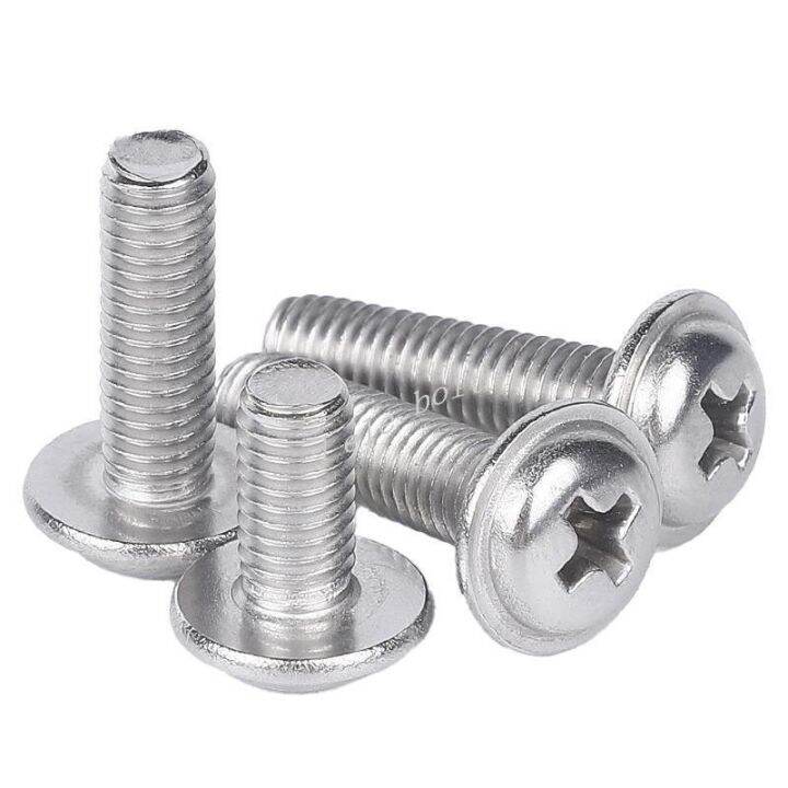 M2 M2.5 M3 M4 M5 304 Stainless Steel PWM DIN967 Cross Phillips Pan Round Truss Head With Washer ...