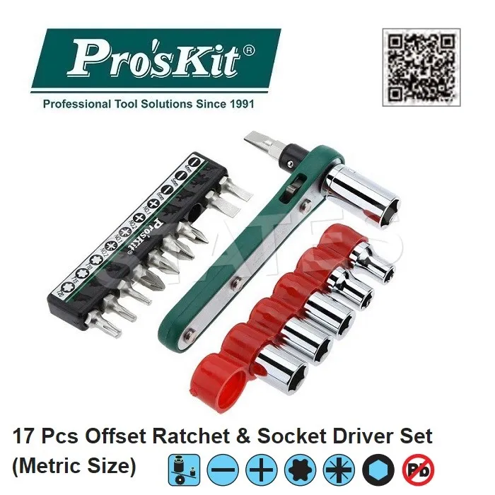 Pro'sKit 1PK-202A 17 PCS Offset Ratchet & Socket Driver Set - Taiwan ...