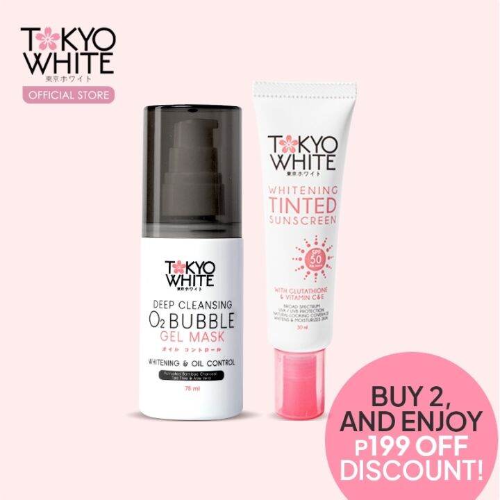 Tokyo White O2 Bubble Gel Mask Charcoal Tinted Sunscreen 30ml | Lazada PH