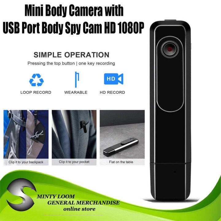 Mini Body Camera with USB Port Body Spy Cam HD 1080P Wireless Portable ...