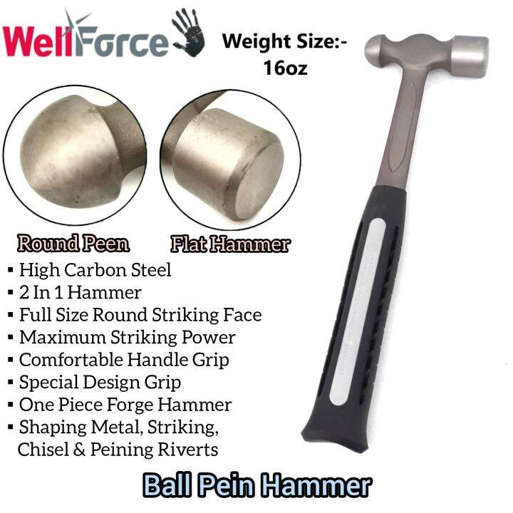 WellForce One Piece Forged Built In High Carbon Steel Ball Pein Hammer ...