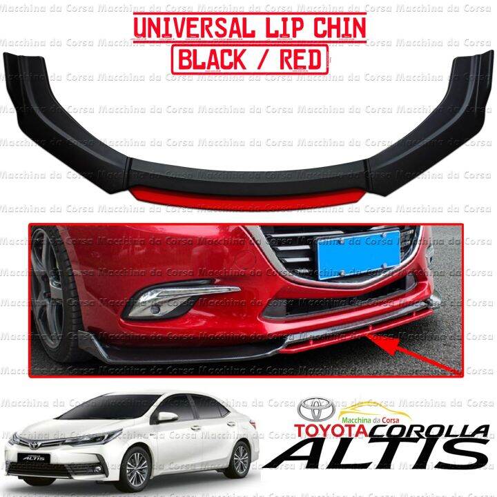 Toyota Corolla Altis Front Lip Chin Body Kit (Black / Red) | Lazada PH