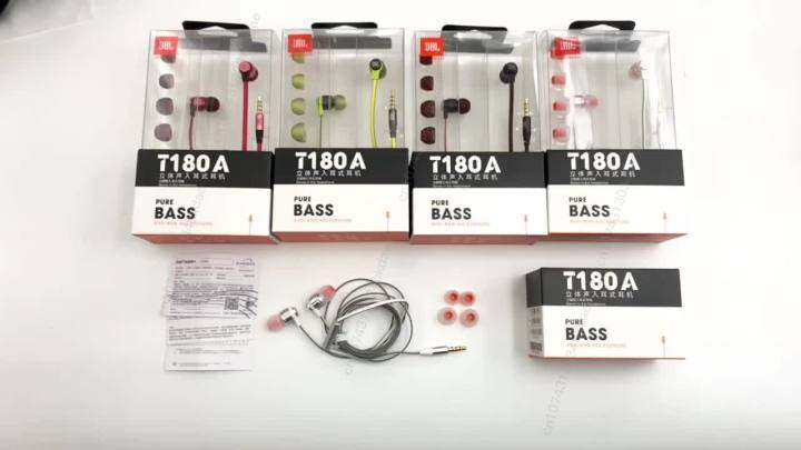 JBL T180A สเตอริโอในหูหูฟัง3.5มิลลิเมตรสายกีฬาหูฟังบริสุทธิ์ลึกเบสเกม ...