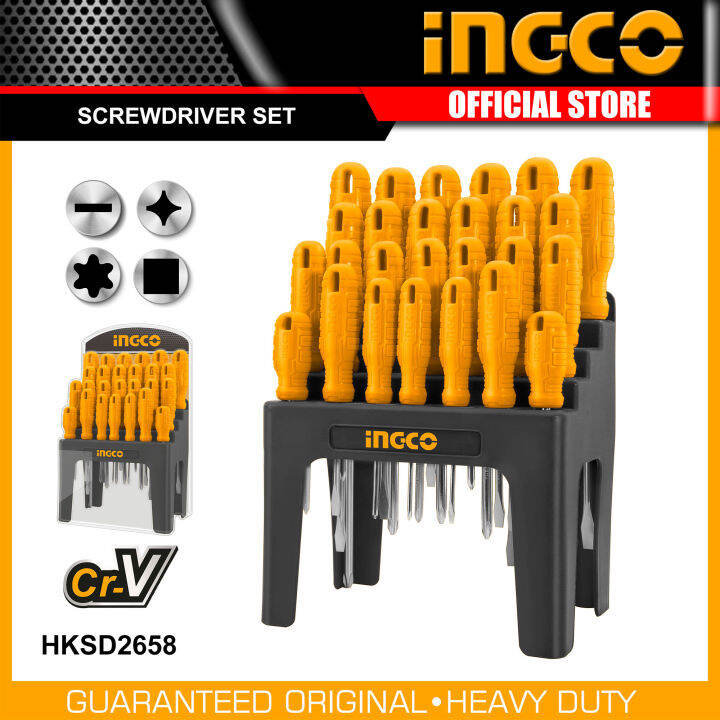 INGCO HKSD2658 26pcs Screwdriver Set (7pcs Slotted , 11pcs Phillips ...