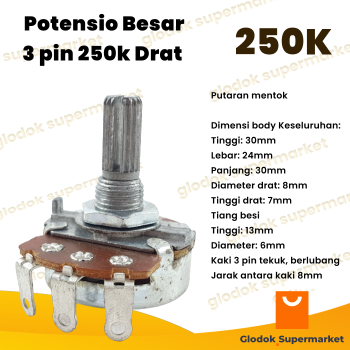 Potensio Besar 3 pin 250k Drat Mono Kaki 3 Tekuk | Lazada Indonesia