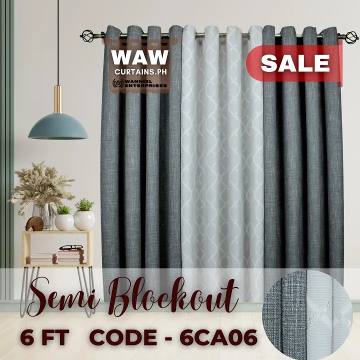 6CA06 6ft 3pcs Semi Blockout Ring curtain for window and door Curtain for window with ring ...