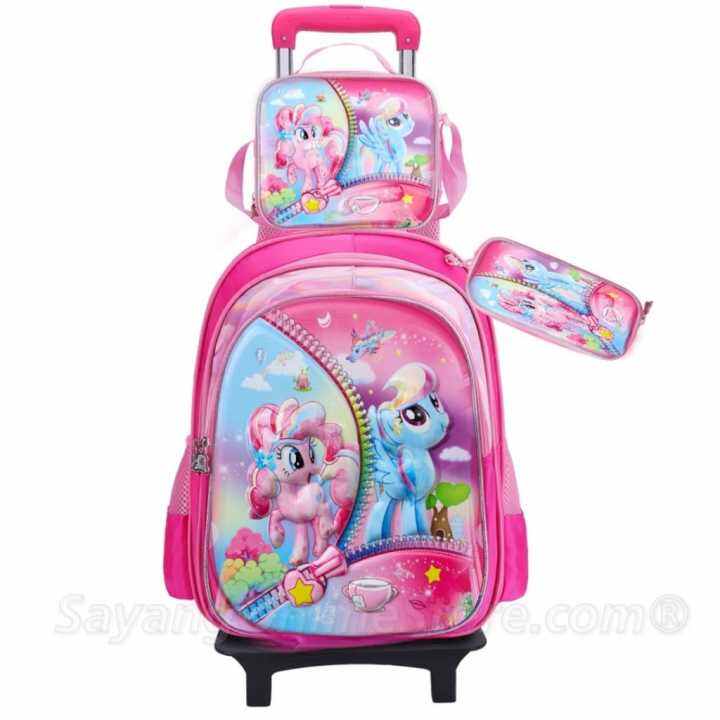 3in1 Beg Roda Sekolah Budak Roller Bag 2 wheels bag Kids Trolley Bag 3D ...