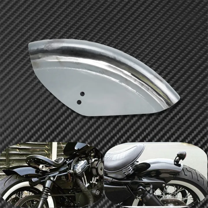 Motorcycle Black/Chrome Short Flat Rear Fender Mud Guard Mudguard Cover ...