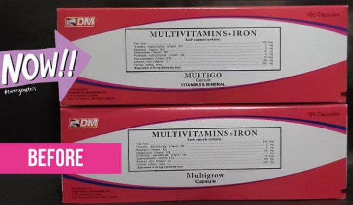 MULTIGO (formerly Multigrow) Multivitamins + Iron 100 Capsules/Box ( 1 ...