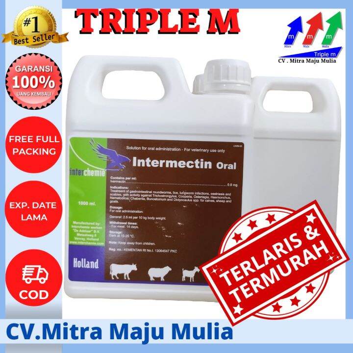 INTERMECTIN ORAL 1 liter TRIPLE M - Mengatasi GUREM, KUTU, SCABIES ...