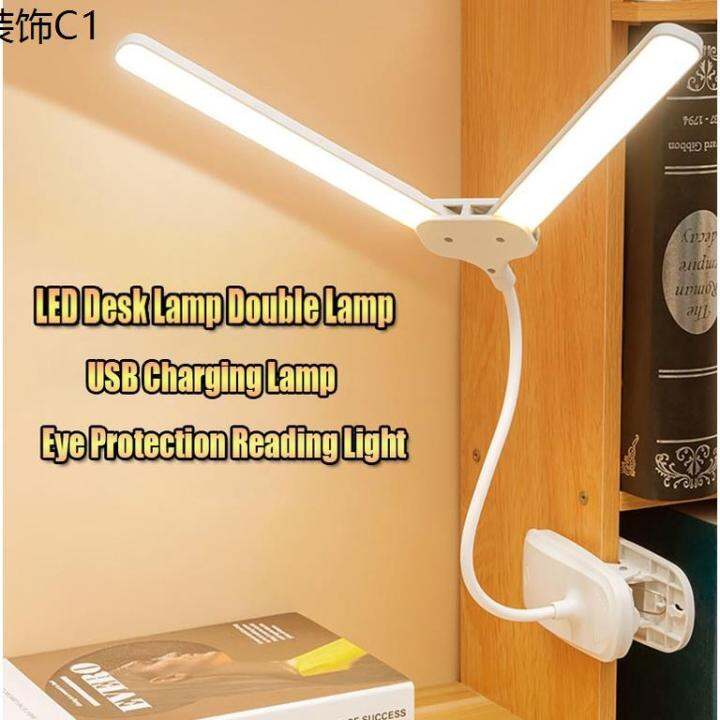 ☚LED Clip Table Lamp Rechargeable Study Desk Lamp USB Wireless Reading ...