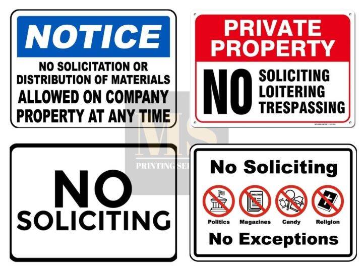 No Soliciting Signage (Laminated A4 Size) | Lazada PH