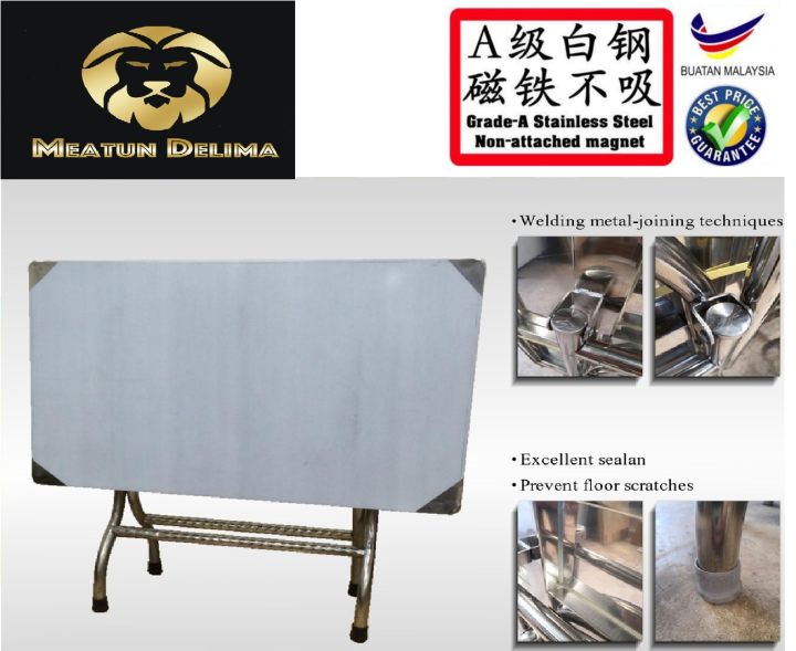 Stainless Steel Rectangle Table Foldable Worktable Food Court ...