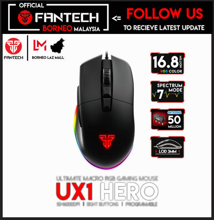 FANTECH UX1 Hero Ultimate Macro RGB Wired Gaming Mouse | Lazada