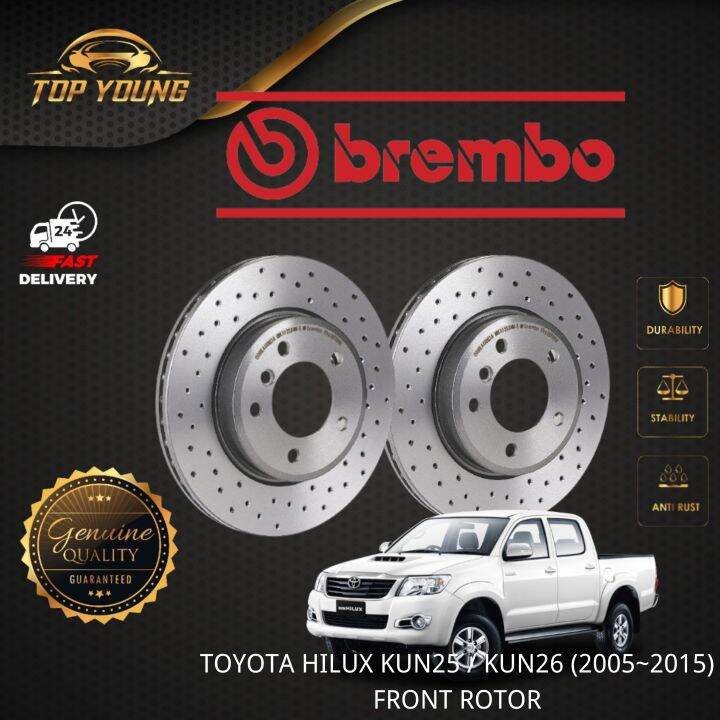 BREMBO XTRA TOYOTA HILUX KUN25 / KUN26 (2005~2015) FRONT 100% ORIGINAL BREMBO SPORT DRILLED DISC ...