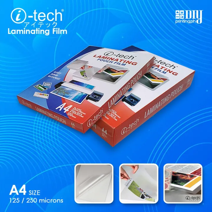 Laminating Film A4, short and long size 125micron / 250micron itech Hot ...