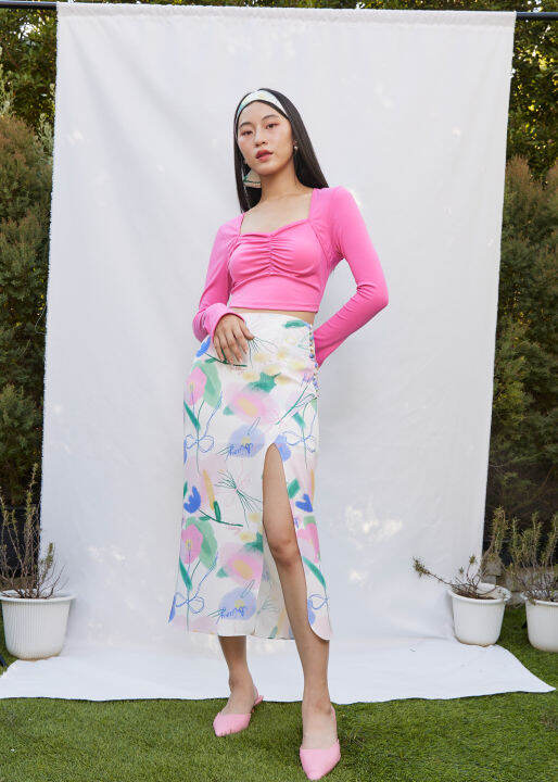 Biary - Elizabeth Skirt กระโปรงพิมพ์ลายพิเศษของทางแบรนด์ ดีเทลกระดุม ...