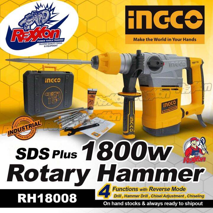 INGCO SDS Plus 1800W SDS Rotary Hammer RH18008 Rexxon Power Tools ...