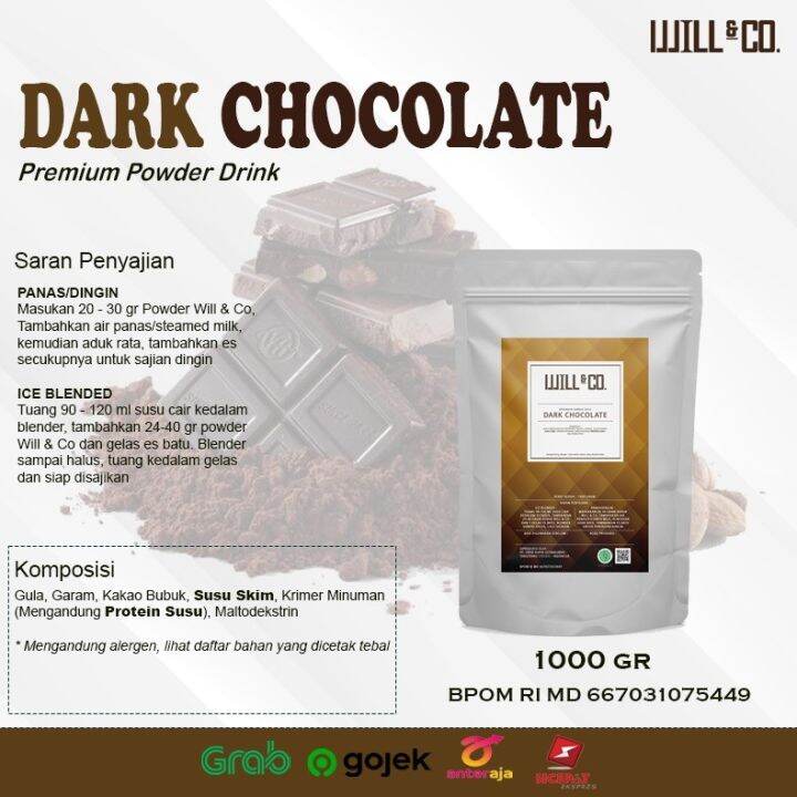 Bubuk Minuman Dark Chocolate Premium Will&Co Powder 1Kg | Lazada Indonesia