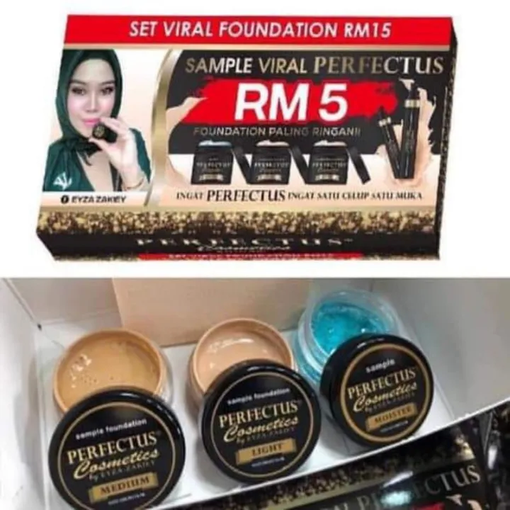 PERFECTUS Set Foundation 3in1 Viral Ringan Cosmetics Light Medium ...