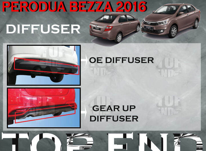 PERODUA BEZZA ADD ON REAR DIFFUSER GEAR UP/OE FOR ORIGINAL BUMPER ...
