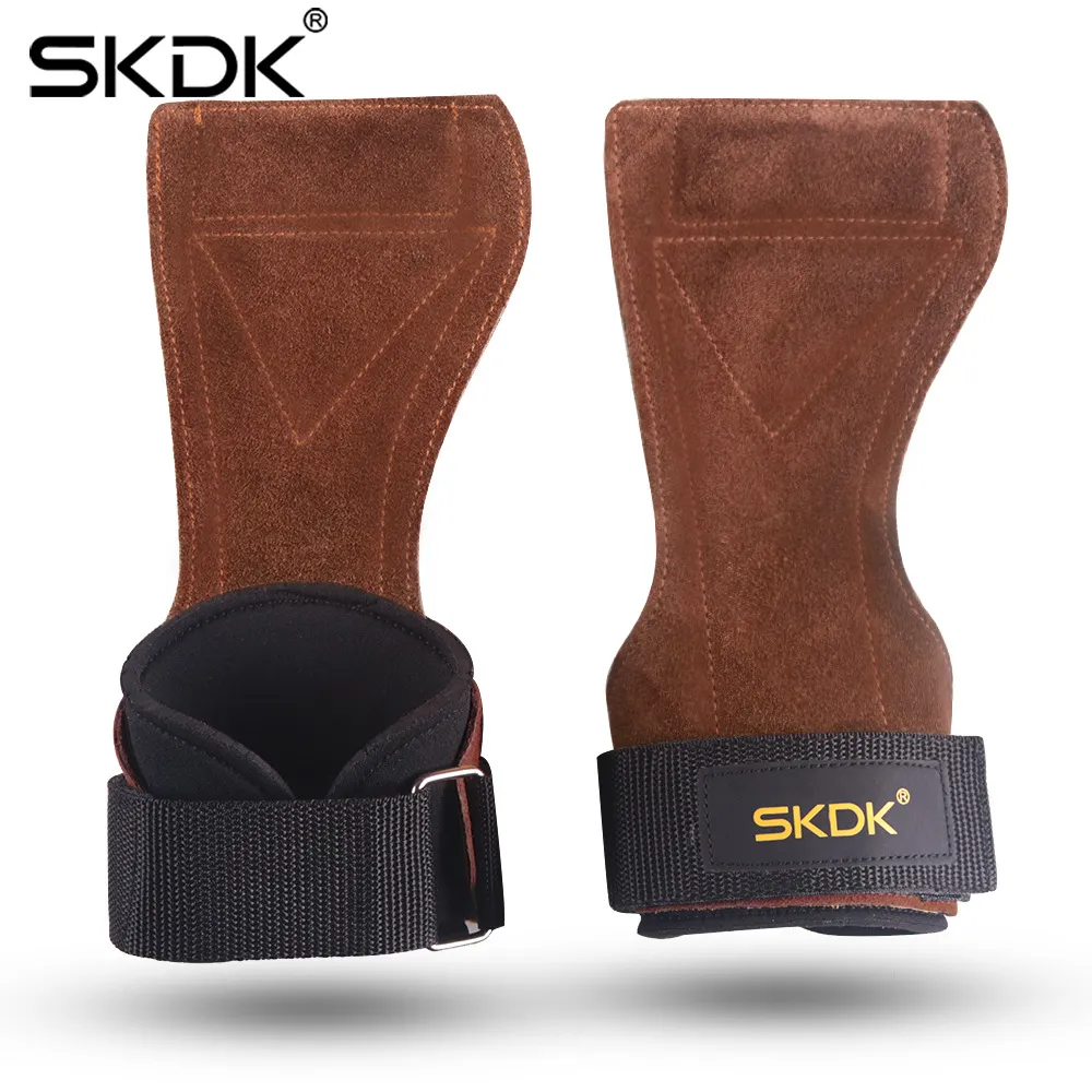 ถุงมือฟิตเนส STRAPS Leather Grip pads & Strap SKDK หนังกลับ สแต๊ป หนัง ...