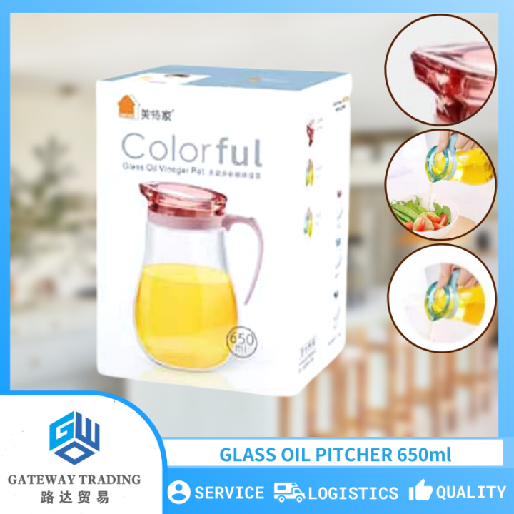 Glass Oil Pitcher 650ml Glass Pitcher Oil Dispenser Cooking Oil Glass ...