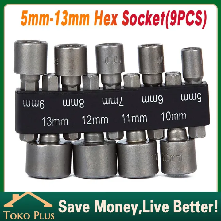KUNCI SOCKET MATA BOR SET Hex NUT Soket ROOFING 5-13mm 9IN1 | Lazada Indonesia