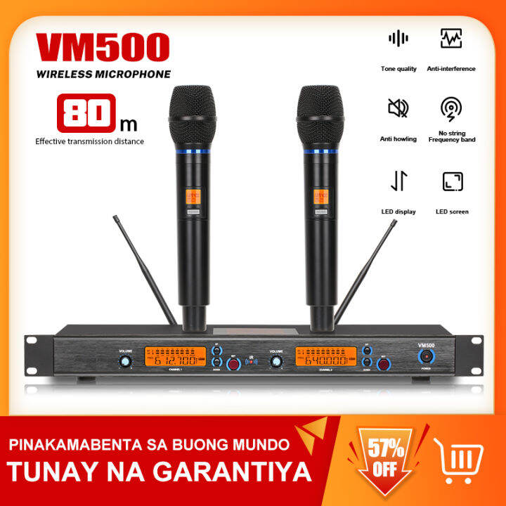 VM500 isa para sa dalawang propesyonal na wireless handheld na mikropono U-segment adjustable na ...