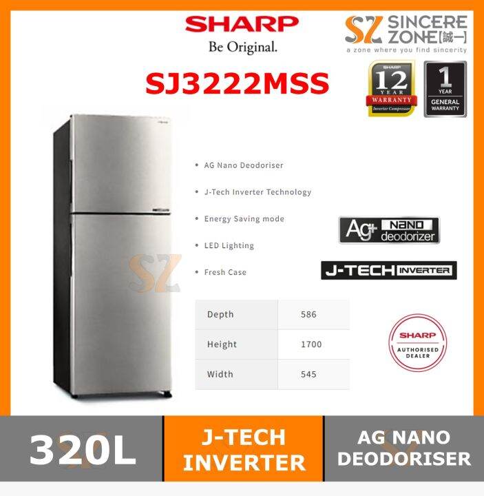 Sharp SJ3222MSS 2 Door 320L J-Tech Inverter Technology | Lazada