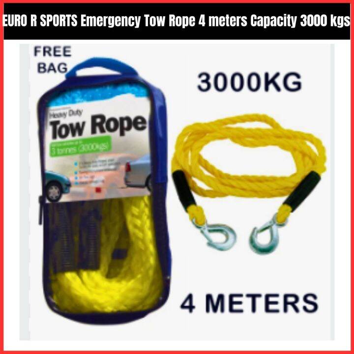 EURO R SPORTS Emergency Tow Rope 4 meters Capacity 3000 kgs nylon rope ...