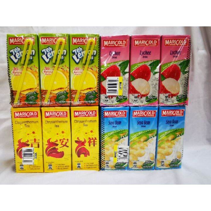 Marigold Asian Drink 250ml x 6 packs （Ice Lemon Tea / Soya Bean /Mango ...