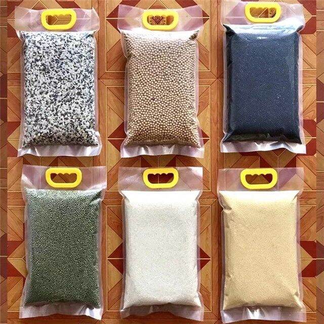 10pcs 2.5/5kg Transparent Plastic Rice Grain Packaging Bags with Handle ...