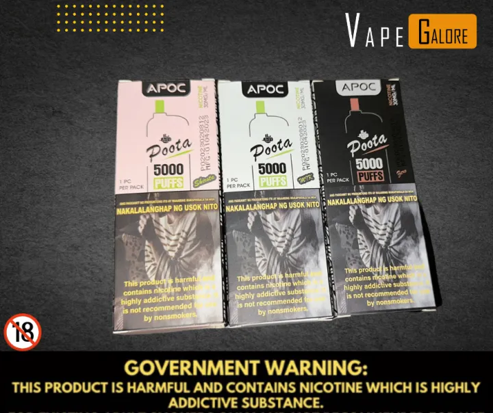 Poota by APOC 5000 Puffs 5% 4 Filter Rechargeable Disposable Vape Pod ...