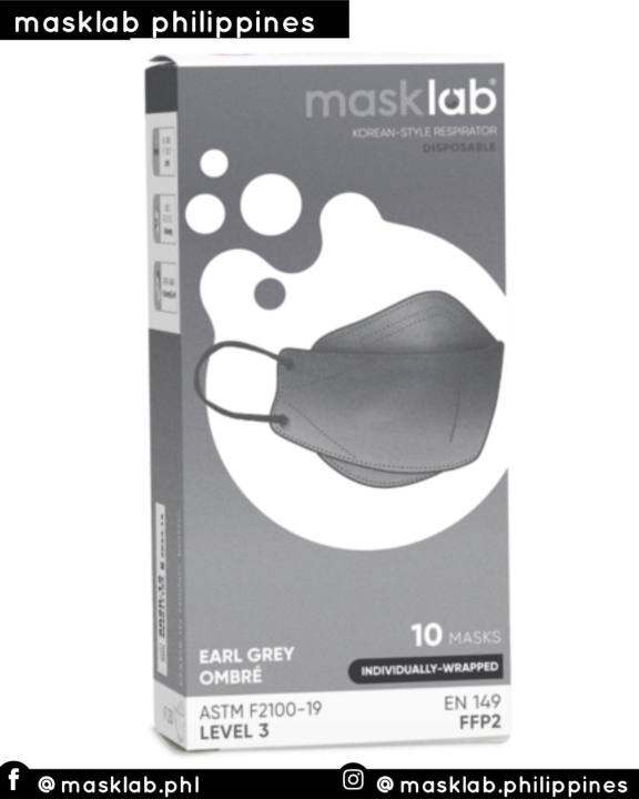 masklab : ( OMBRE ) EARL GREY / GRAY : KOREAN-STYLE RESPIRATOR 2.0 (BOX OF 10, INDIVIDUALLY ...