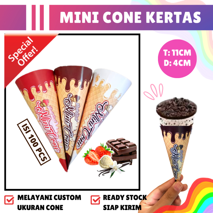 KERTAS CONE MINI CONE ICE CREAM KEMASAN ES KRIM CONE BUNGKUS ES KRIM ...