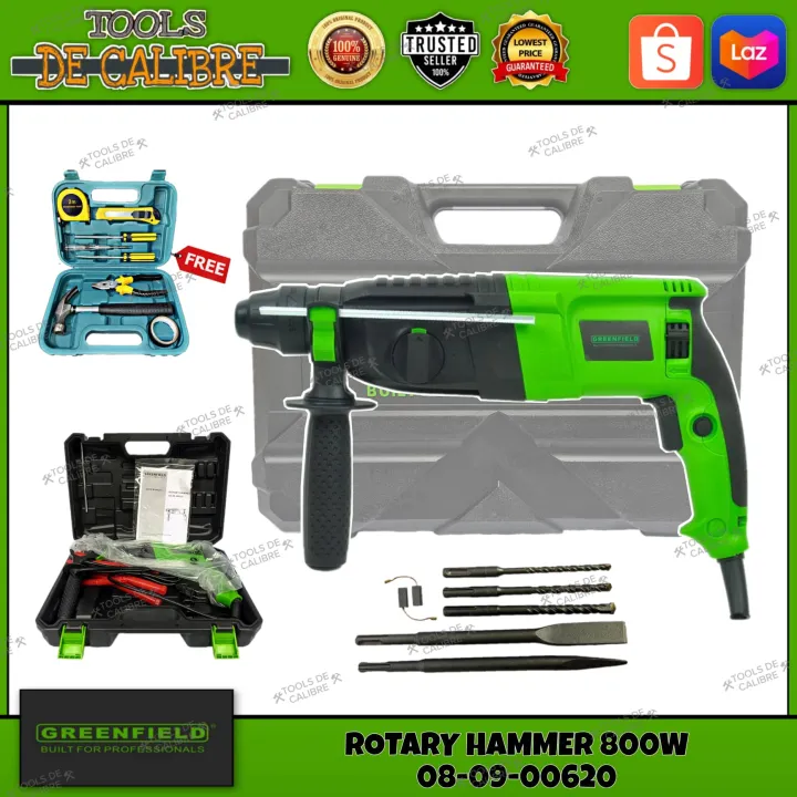GREENFIELD Rotary Hammer Drill 800W 08-09-00620 w/ FREE TOOLSET | Lazada PH