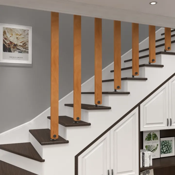 Solid wood staircase handrail guardrail indoor protective railing ...
