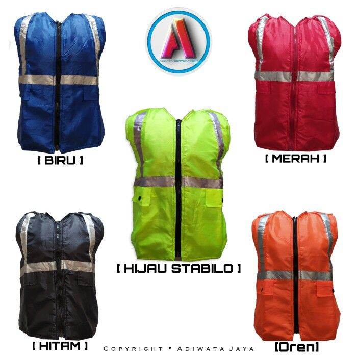 Rompi Proyek / Safety / Rompi Serbaguna / Rompi Parkir Merah Hitam Biru ...