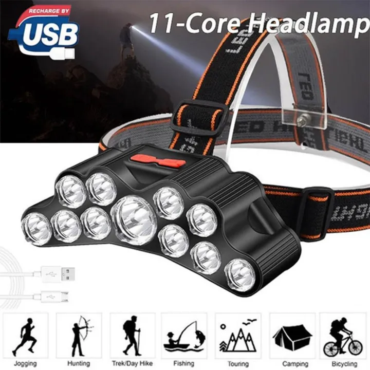 11 LED Portable Headlamp Flashlight Torch XPE COB Waterproof ...