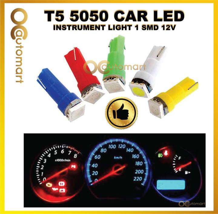T5 5050 Car LED Instrument Light 1 SMD 12V Wedge Dashboard Warning ...