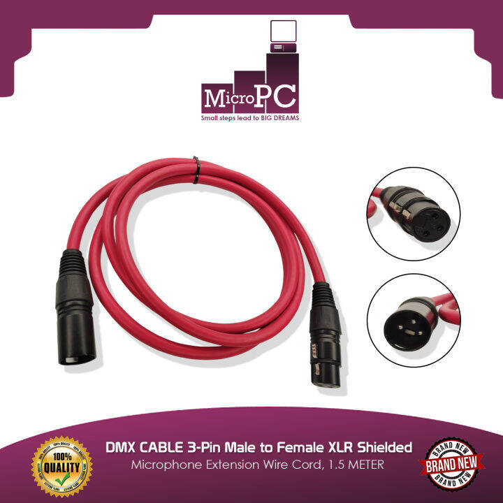 DMX CABLE 3-Pin Male to Female XLR Shielded Microphone Extension Wire ...