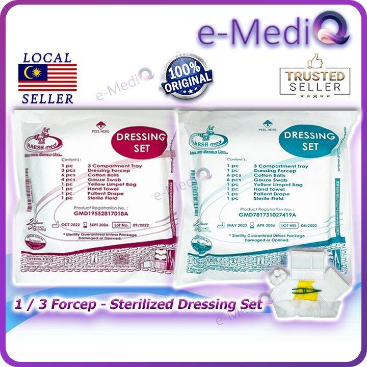 Basic Dressing Sterilized Set [HARSH MED] with 1/3 forceps Wound Cleaning First Aid (Exp: Apr ...